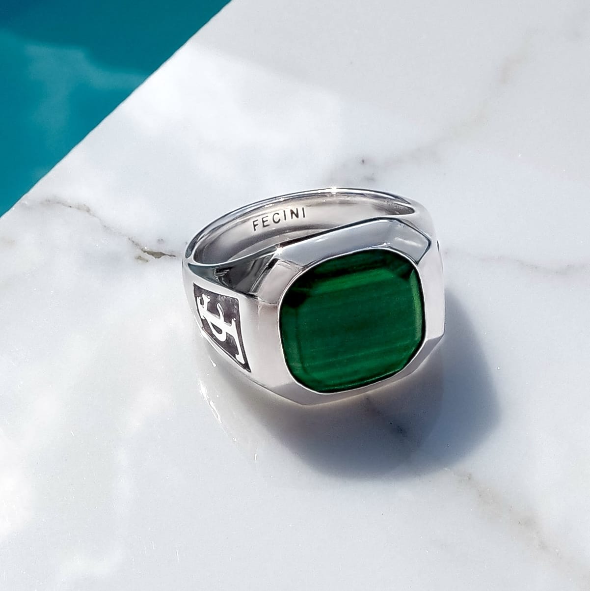 Octa Signet Ring Green - FECINI