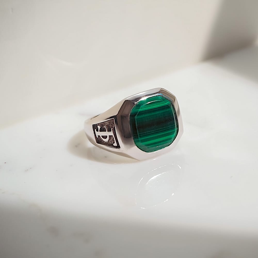 Octa Signet Ring Green - FECINI